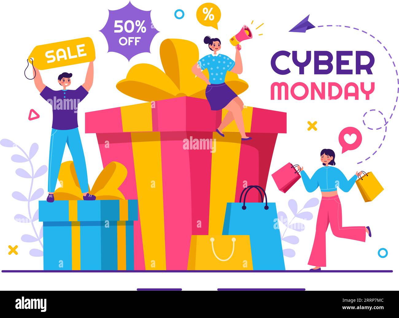 Cyber Monday Event Vector Illustration with Super Sale and Big Discount ...