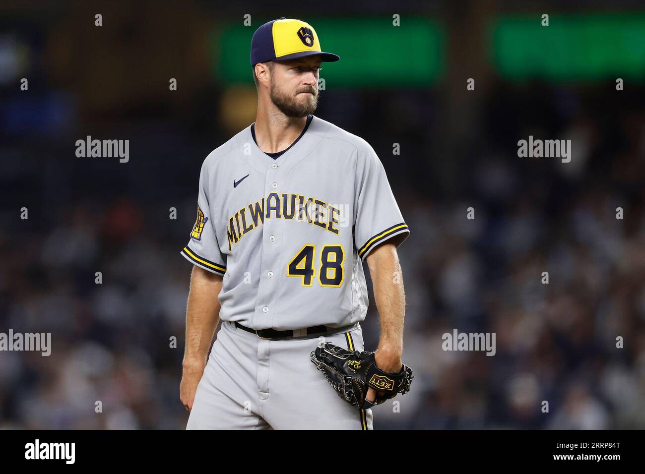 Milwaukee Brewers pitcher Colin Rea (48)pitches against the New York ...