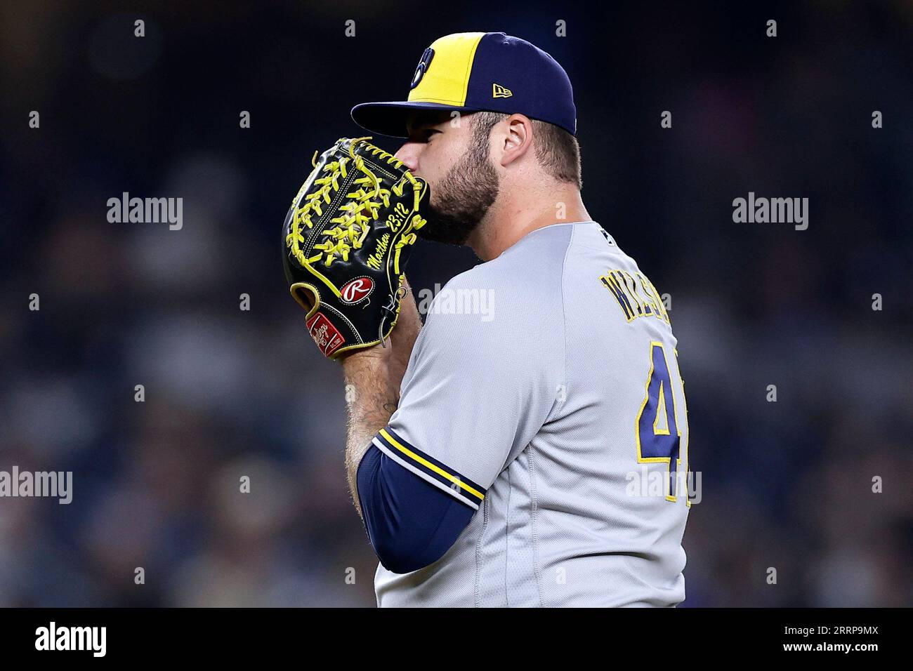 Milwaukee Brewers pitcher Bryse Wilson (46) pitches against the New ...