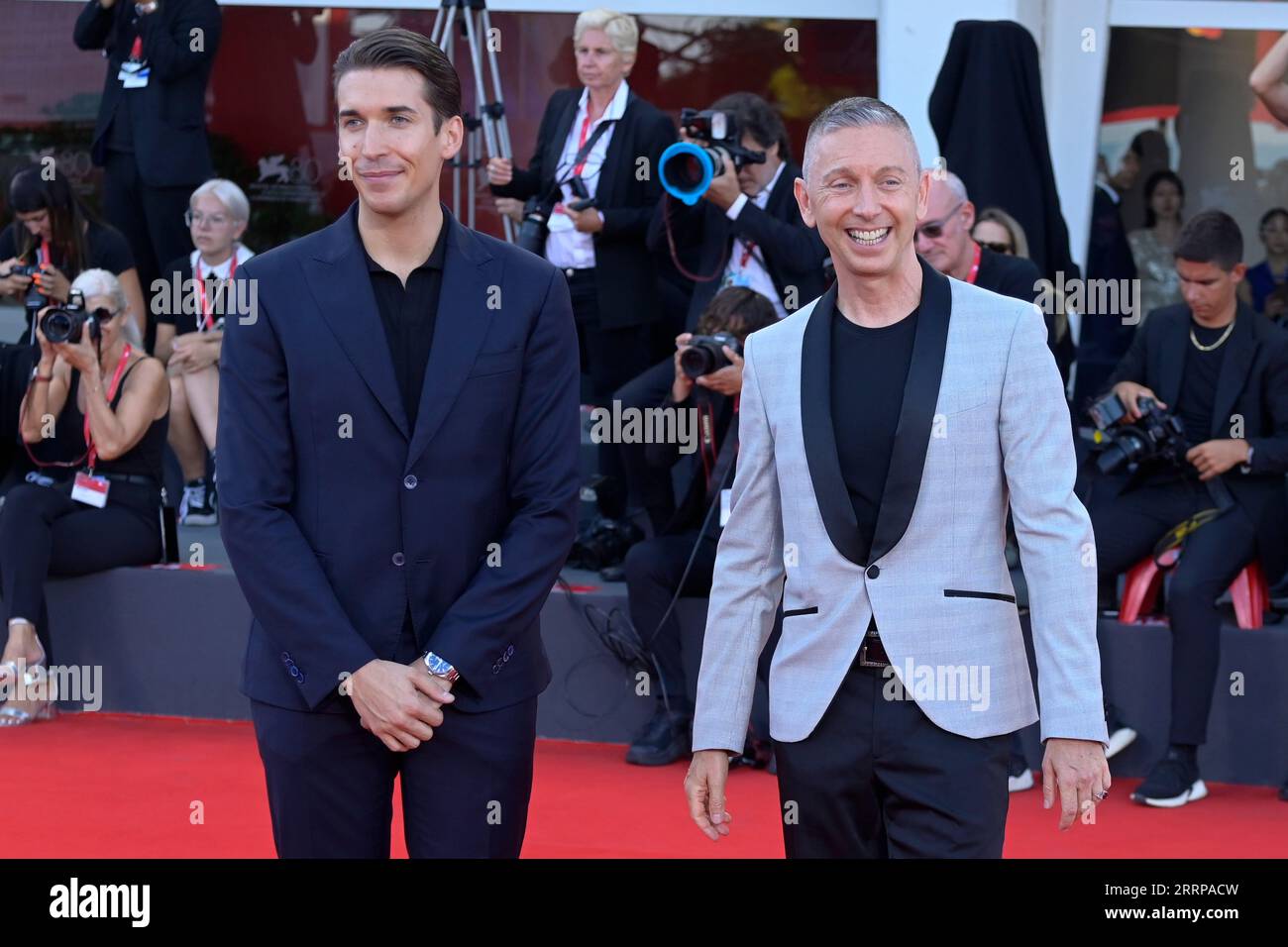 Venice Lido, Italy. 08th Sep, 2023. Giacomo Vitali (l) and Gianluca ...