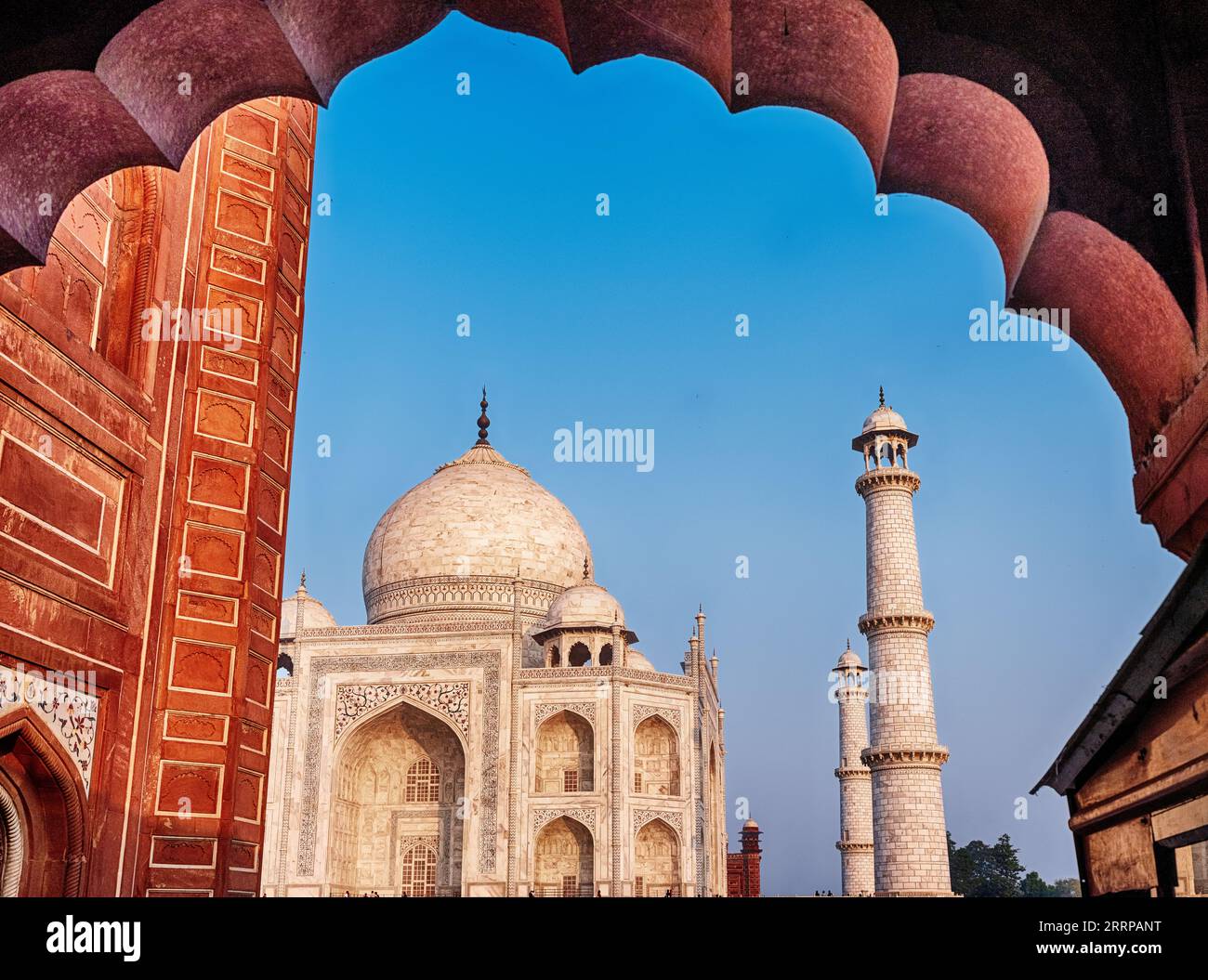 A view of the Taj Mahal in Agra as seen through a traditional style of ...