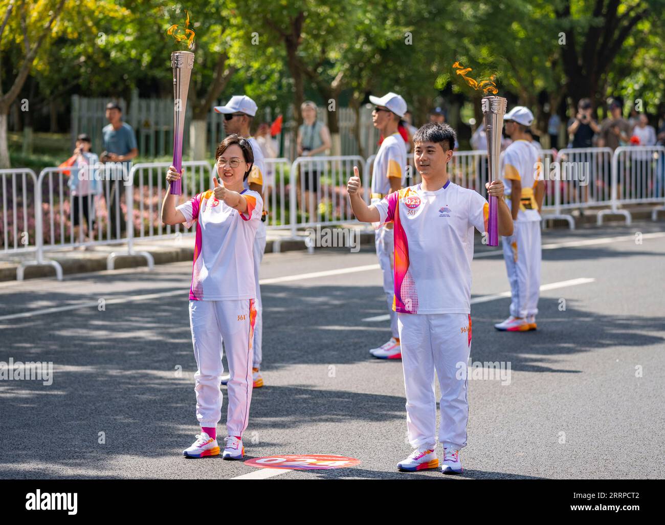 Huzhou, China's Zhejiang Province. 9th Sep, 2023. Torch bearers Qian ...