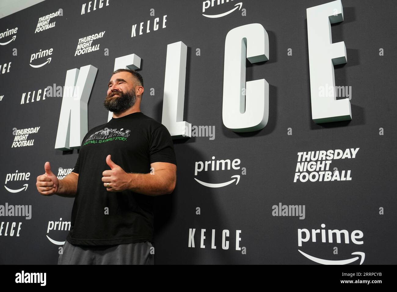 Jason Kelce poses for a a photo at the "Kelce" documentary premiere ...