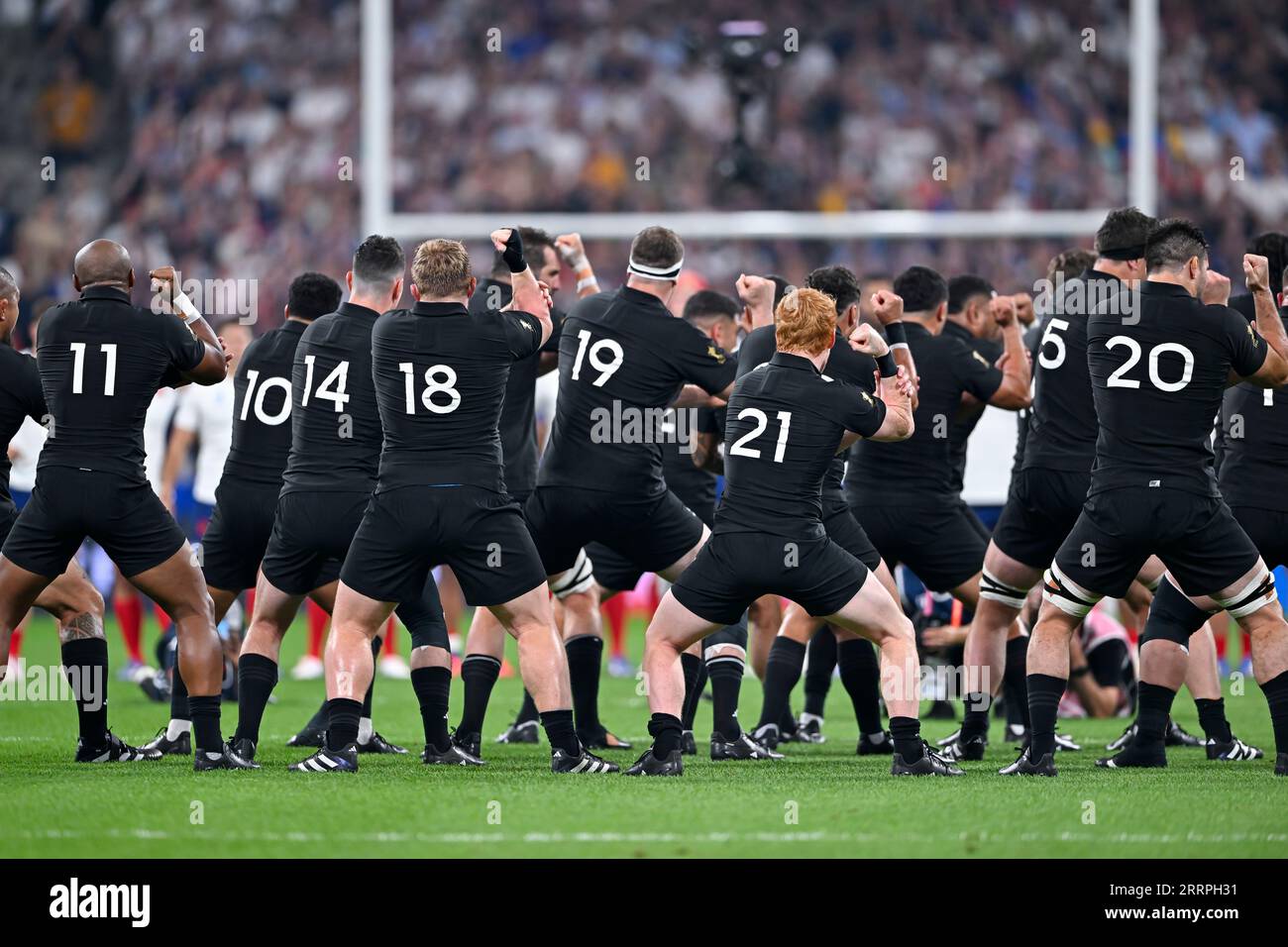 Paris, France. 08th Sep, 2023. NZ Team with players during the haka ...