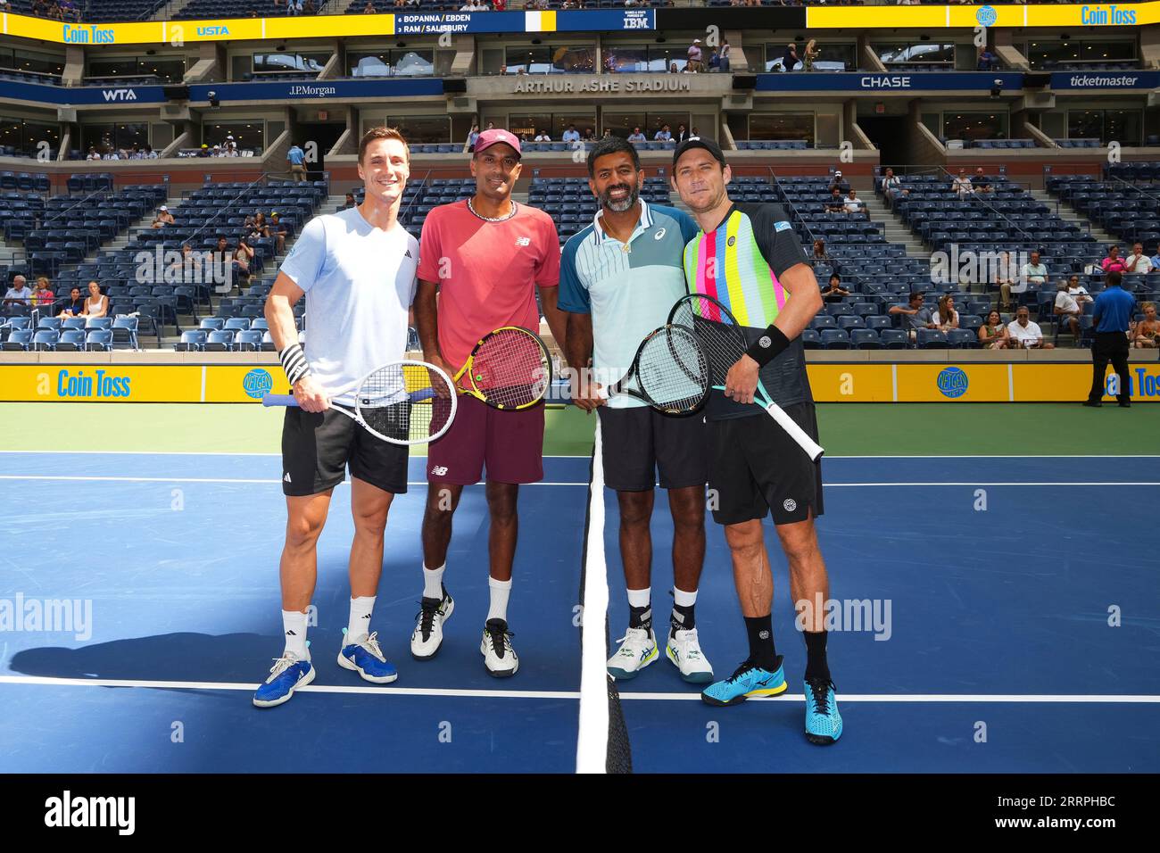 Rohan Bopanna, Matthew Ebden, Rajeev Ram, and Joe Salisbury before a ...