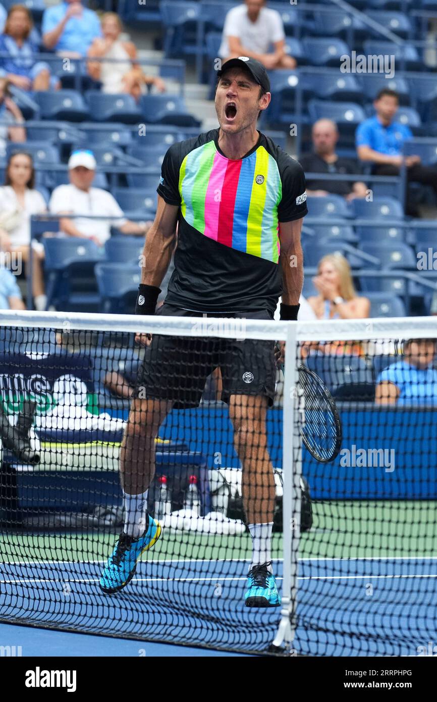 Matthew Ebden reacts during a men's doubles championship match at the ...
