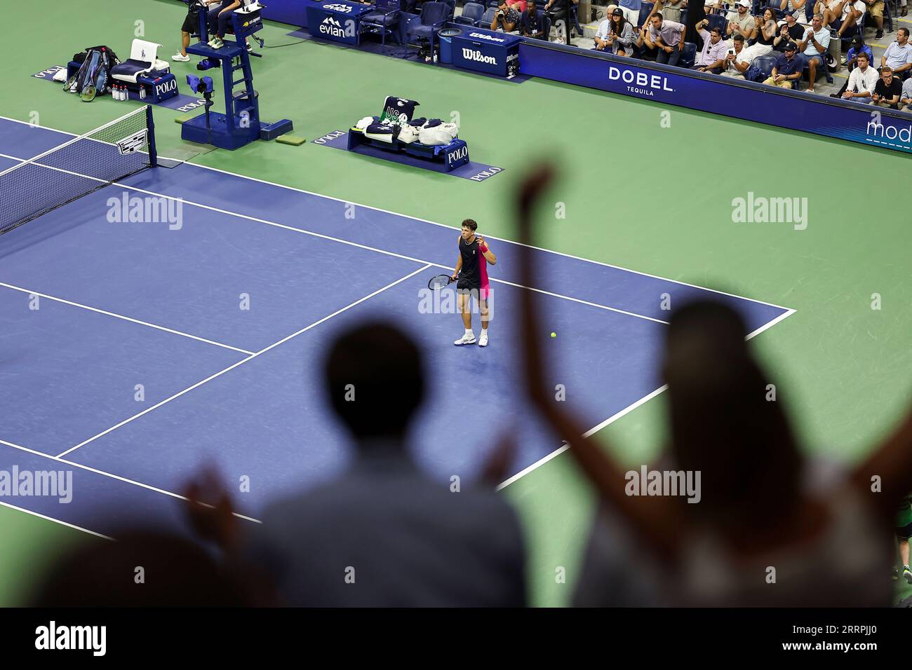 Ben Shelton in action during a men's singles semifinal match at the ...