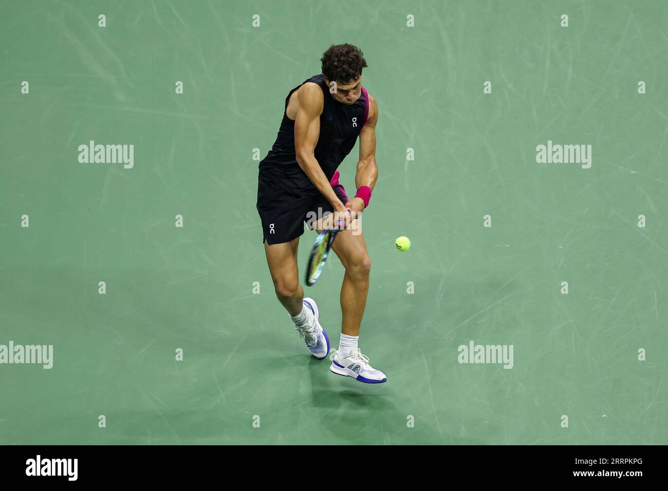 Ben Shelton in action during a men's singles semifinal match at the ...