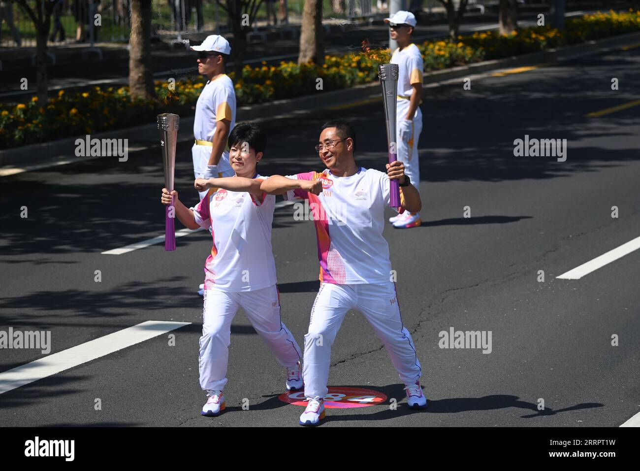 Huzhou, China's Zhejiang Province. 9th Sep, 2023. Torch bearers Liu ...