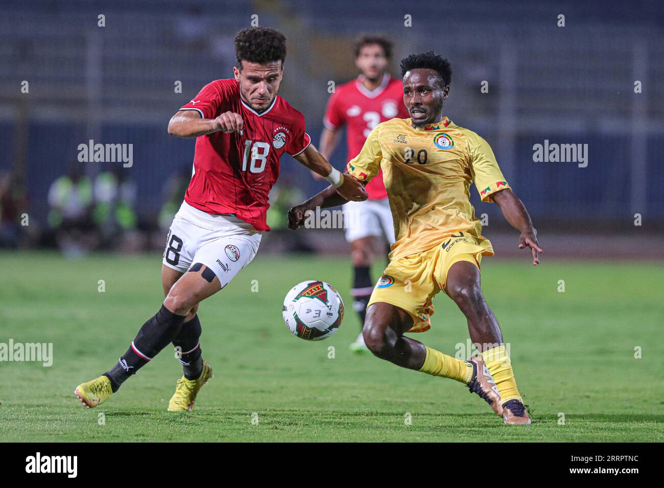 Cairo, Egypt. 8th Sep, 2023. Mostafa Fathi (L) of Egypt competes with ...