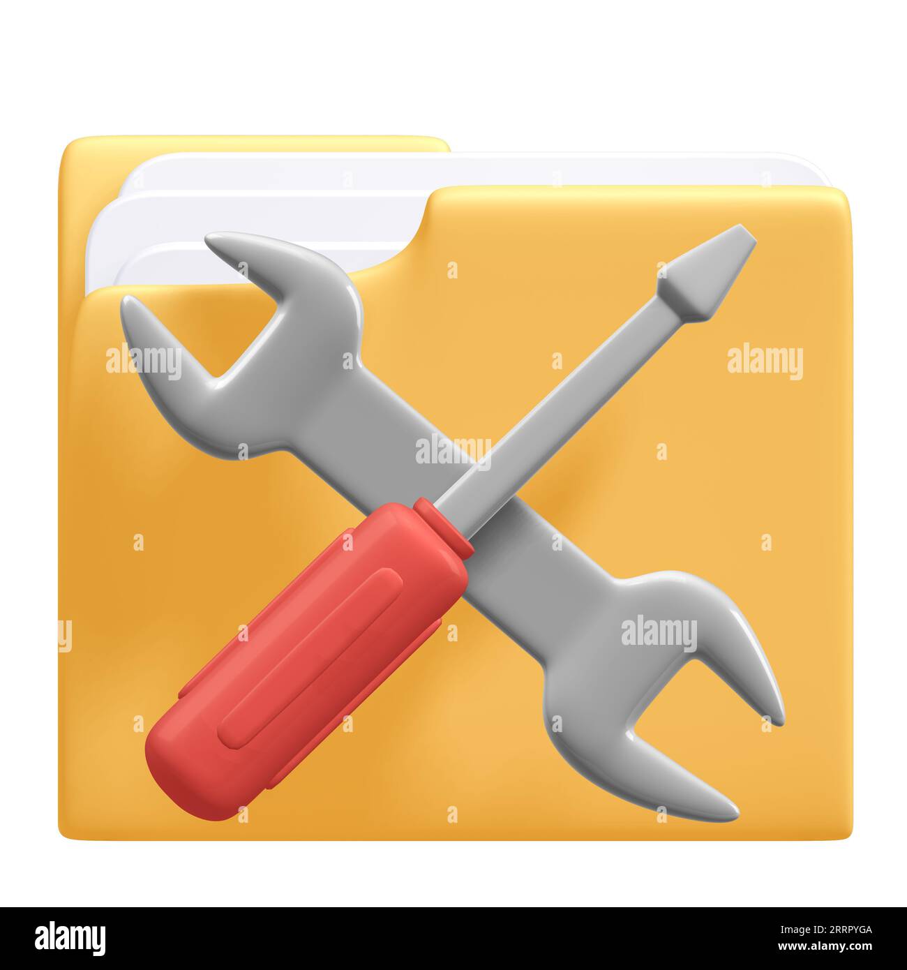 Folder Maintenance Icon with Clipping Path, 3d rendering Stock Photo ...