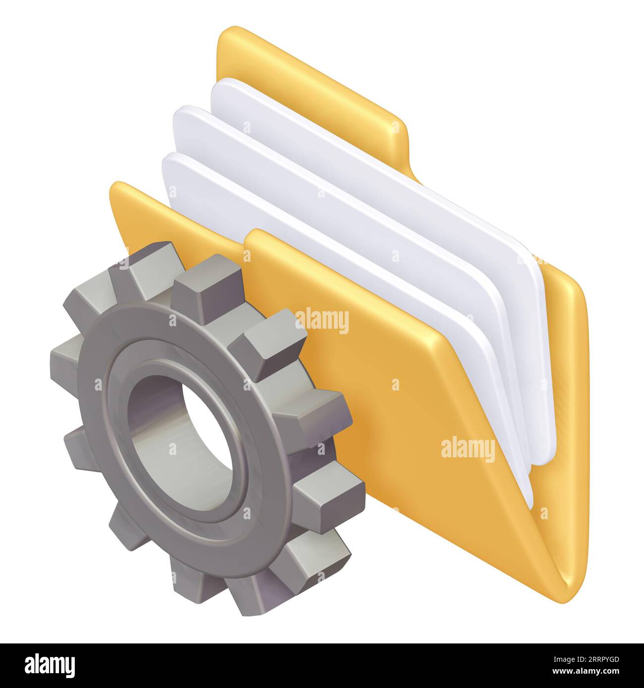 Folder Icon with Gear, Files Setting Up, Clipping Path, 3d rendering Stock Photo - Alamy