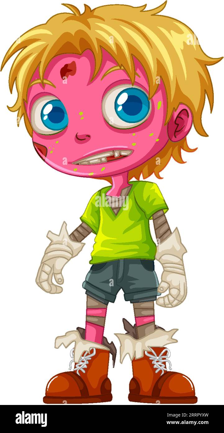 A vector illustration of a blond-haired male zombie with pink skin ...