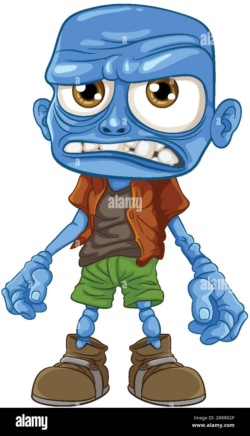 An old, blue-skinned zombie man with a grumpy expression depicted in a ...