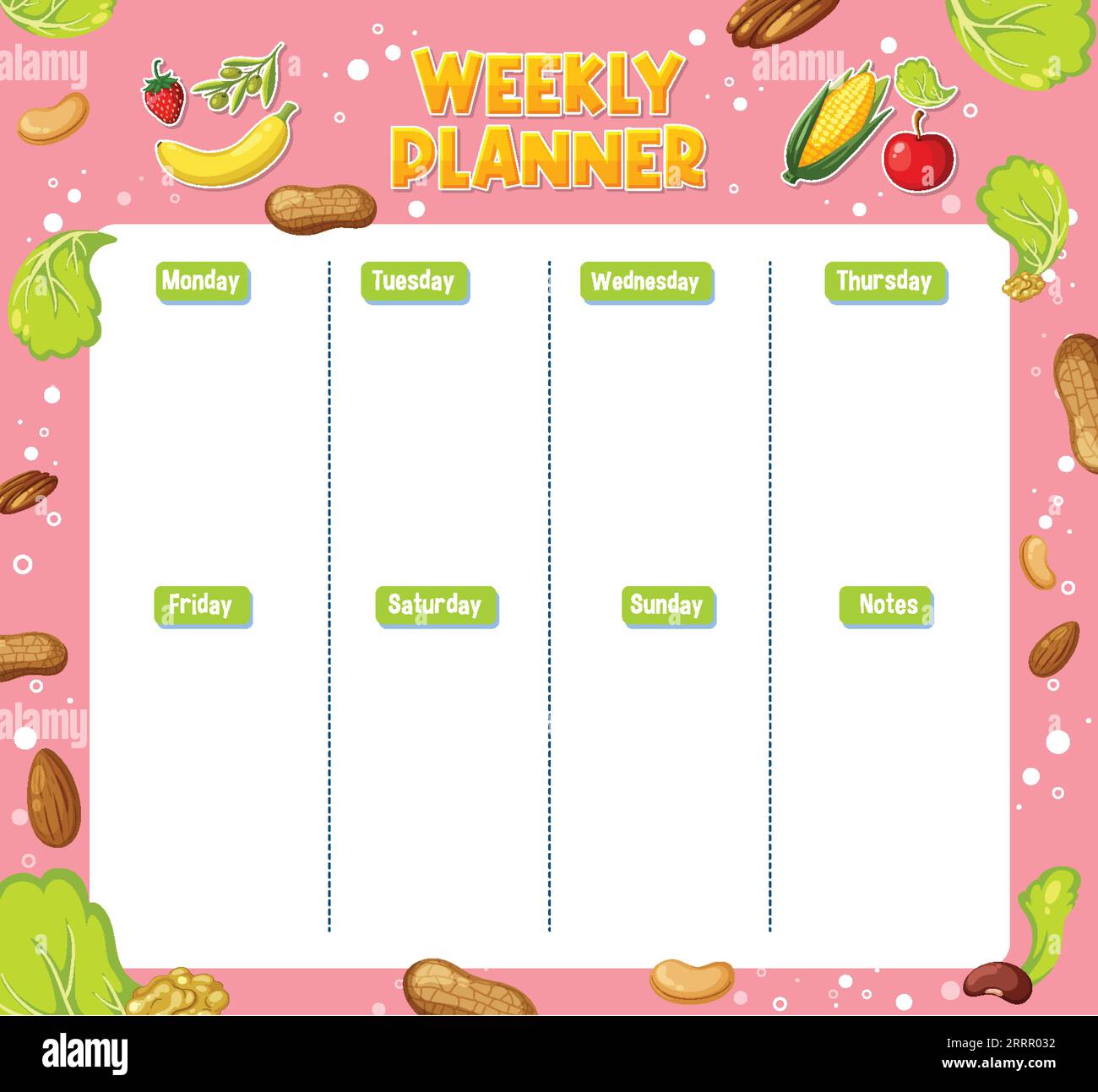 Children's Weekly Meal Planner with Food Theme illustration Stock ...