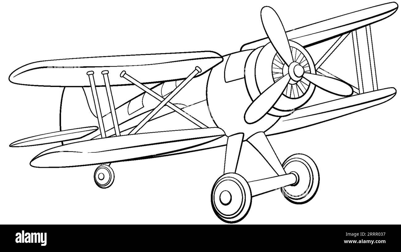 Cute vintage aircraft cartoon doodle illustration Stock Vector Image ...