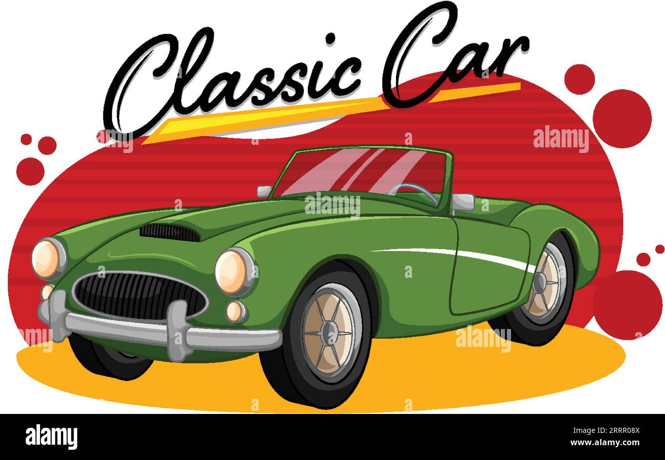 A vector cartoon illustration of a classic vintage convertible car in ...