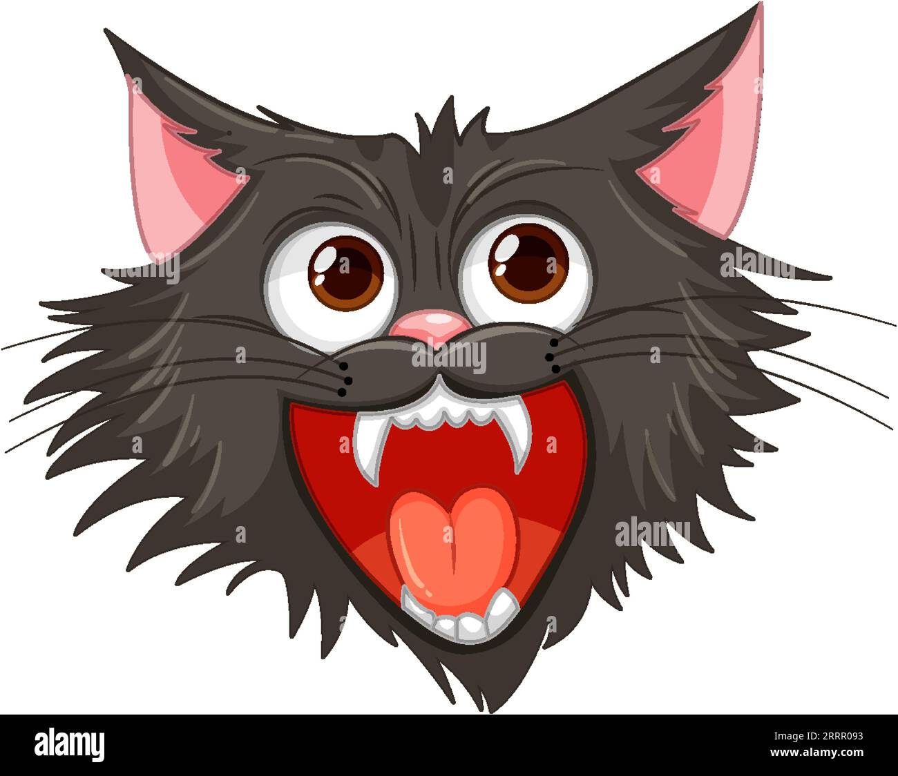 A vector illustration of a black, ferocious cat isolated on a white ...