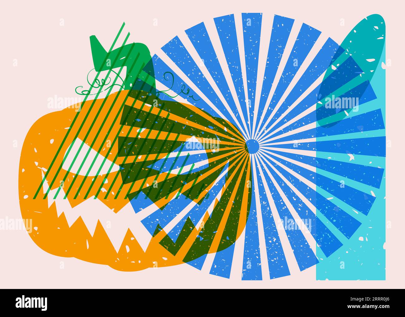 Halloween riso graph poster with Jack O' Lantern and geometric shapes ...