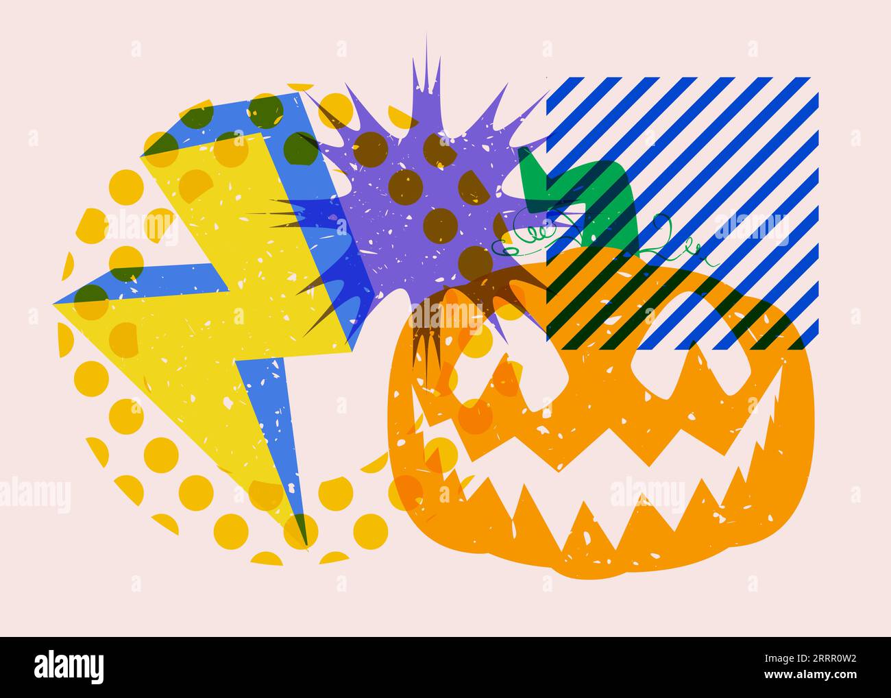 Halloween riso graph poster with Jack O' Lantern and geometric shapes ...
