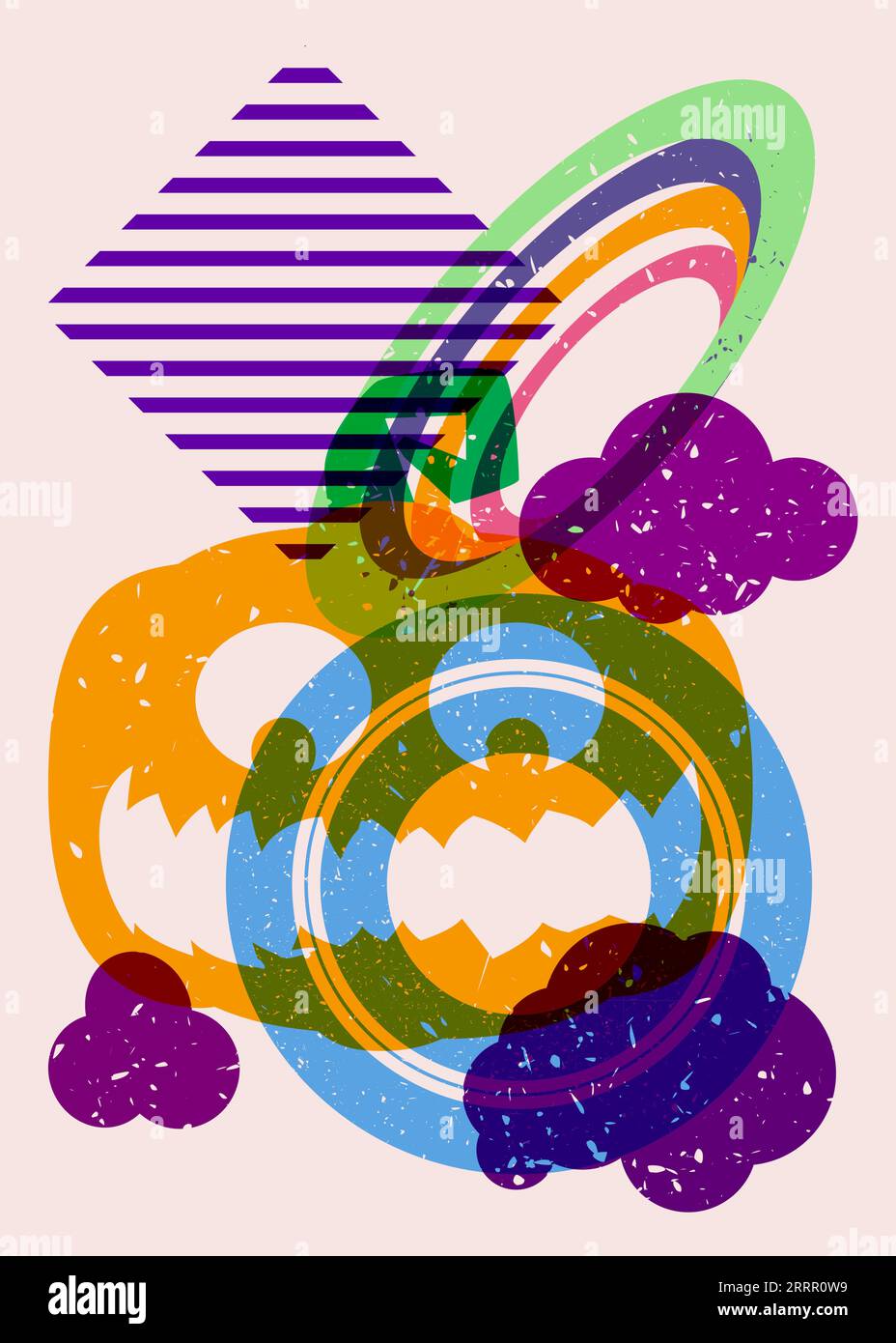 Halloween riso graph poster with Jack O' Lantern and geometric shapes ...