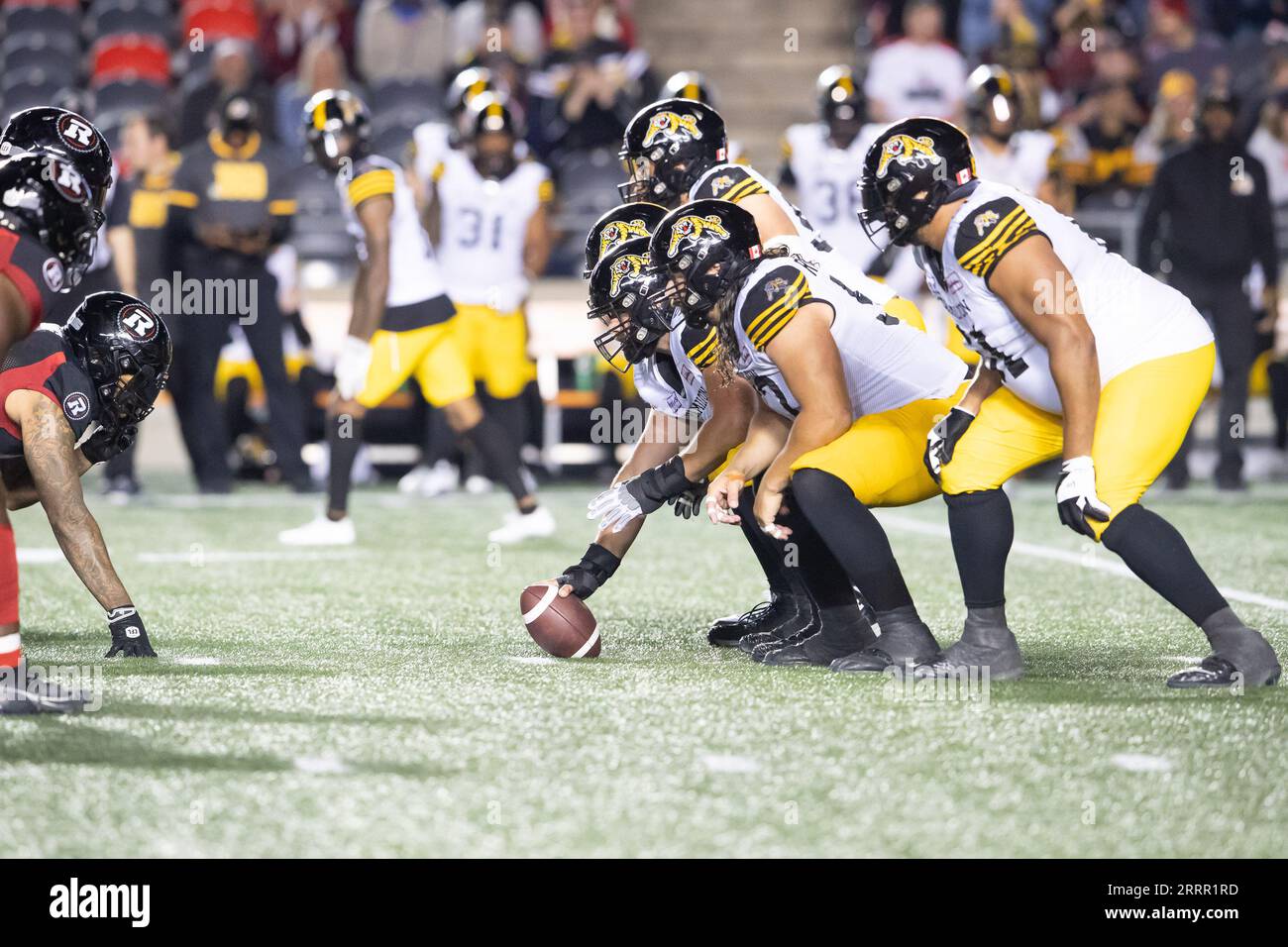 September 08, 2023: Hamilton Tiger-Cats offensive line during the CFL ...