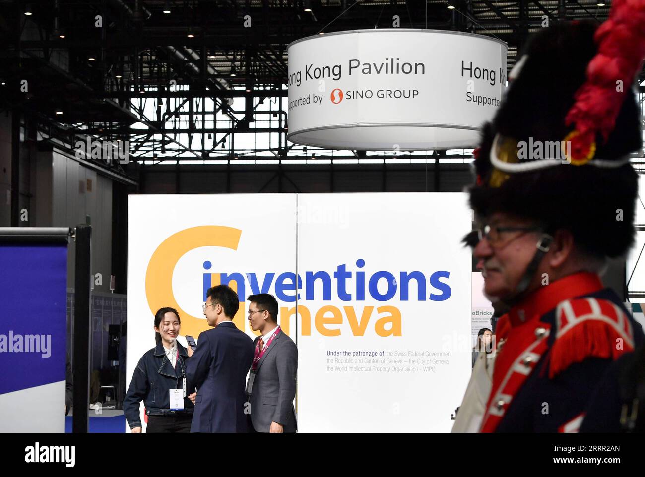 230427 -- GENEVA, April 27, 2023 -- People visit the 48th International Exhibition of Inventions ...