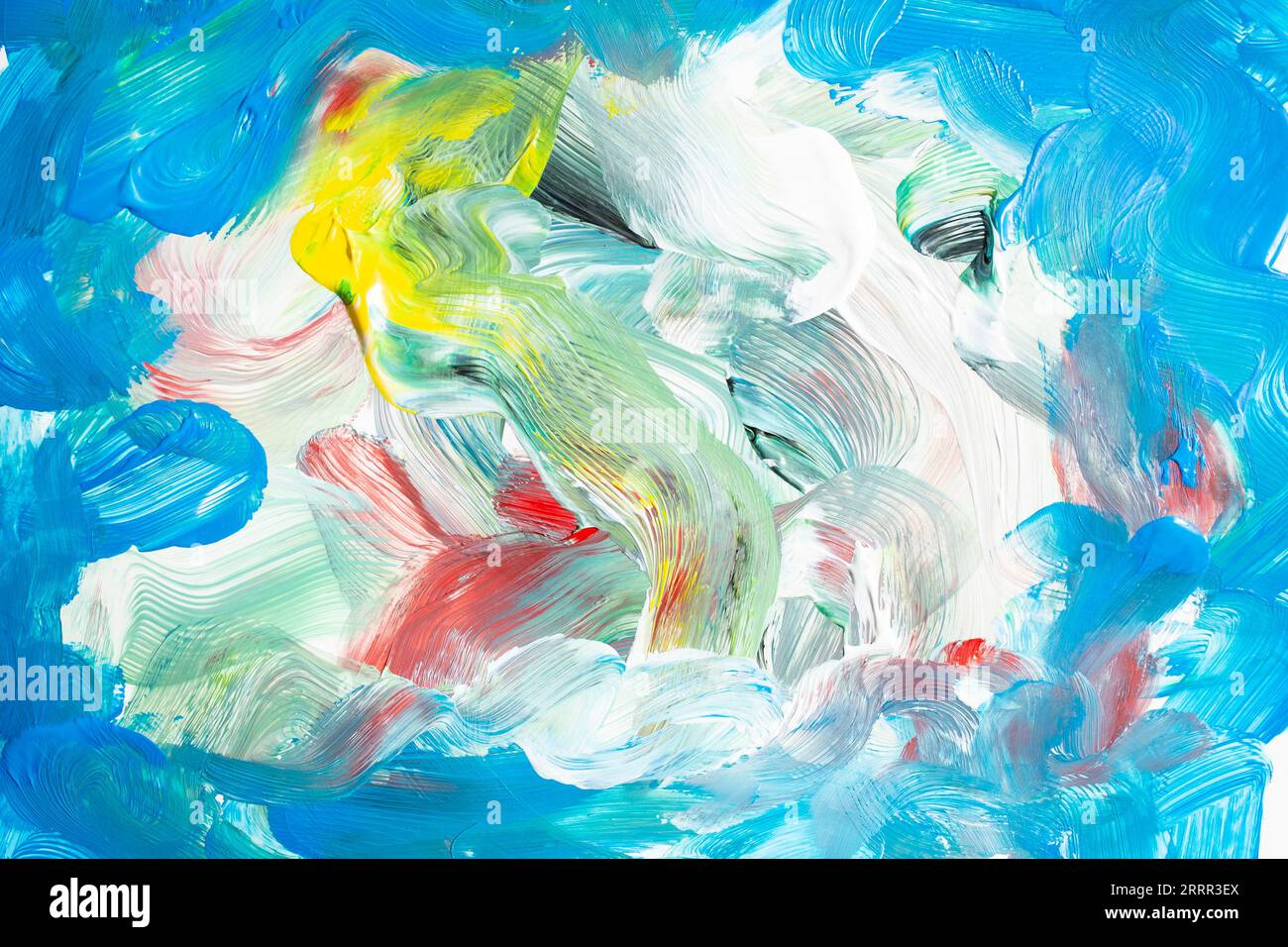 Multicolor brush strokes with acrylic paint, smudged and smeared ...