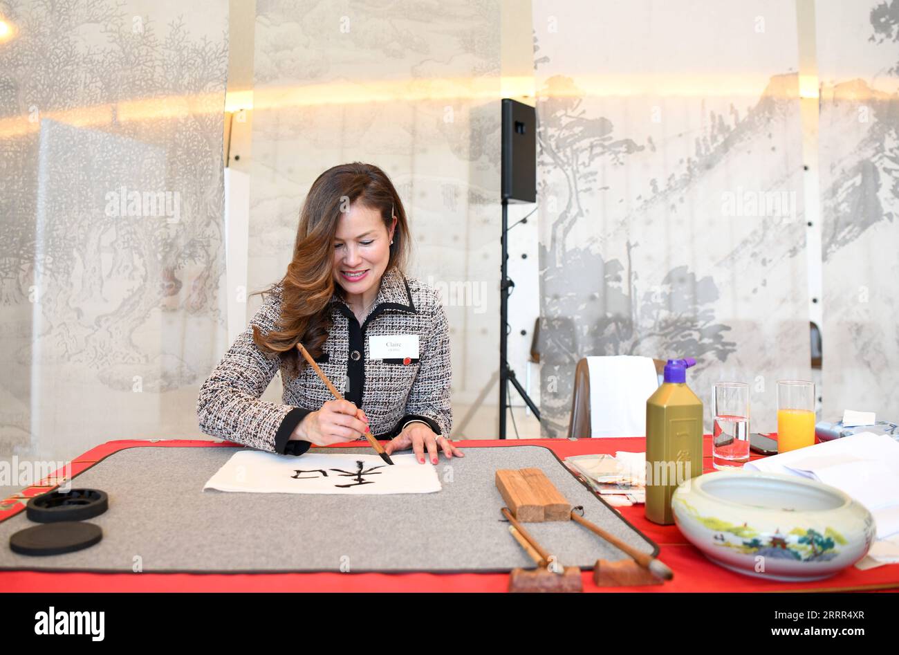 230504 -- GENEVA, May 4, 2023 -- Claire Bostock Tang, wife of World ...