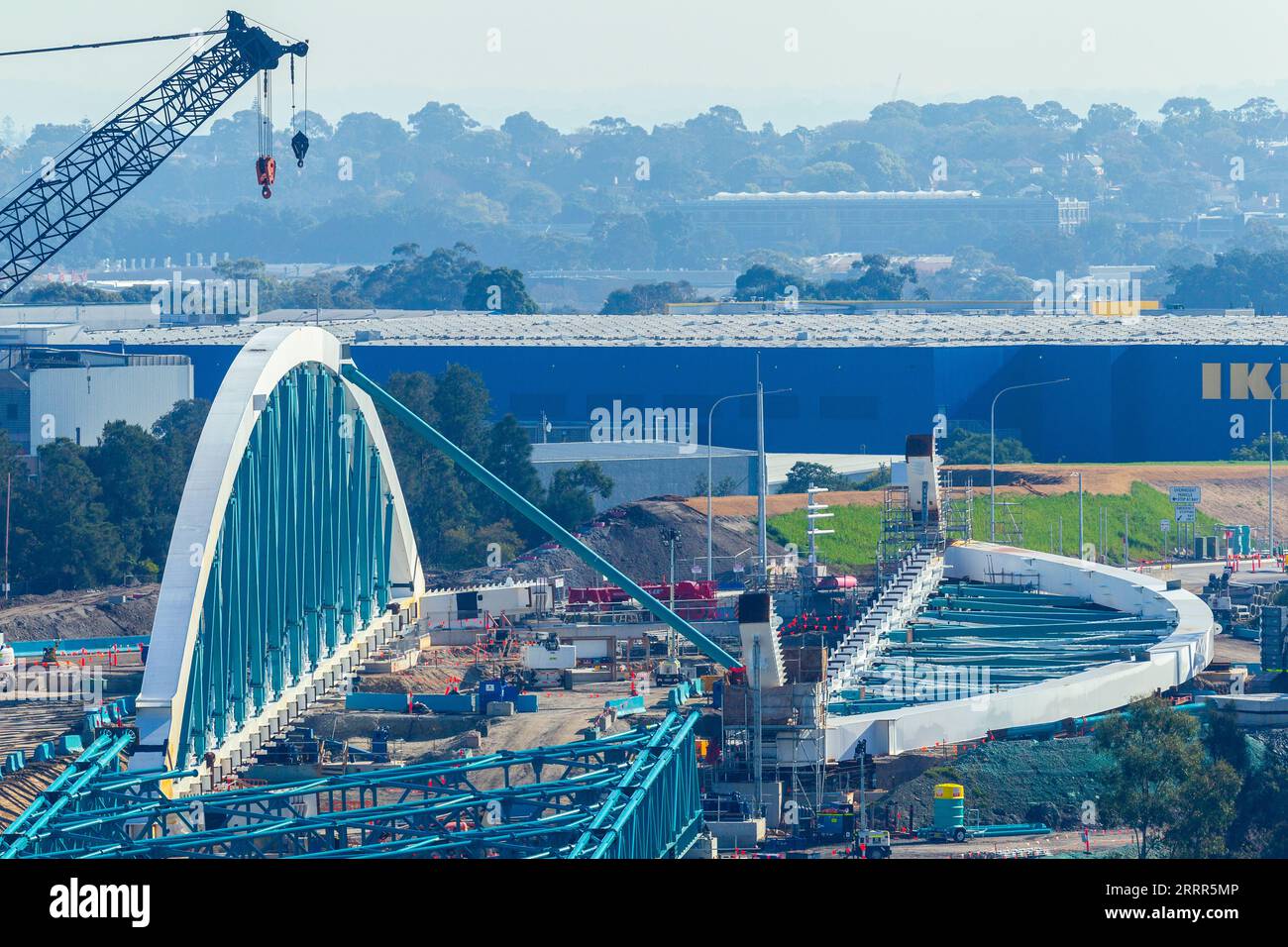 Installation of the bridge crossing Alexandra Canal at Tempe Reserve ...