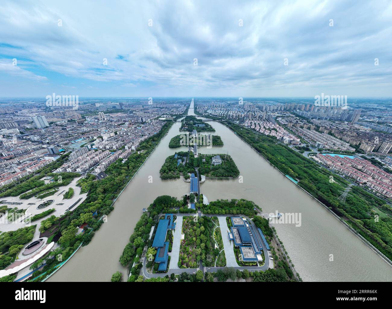 230508 -- YANGZHOU, May 8, 2023 -- This aerial photo taken on May 7 ...