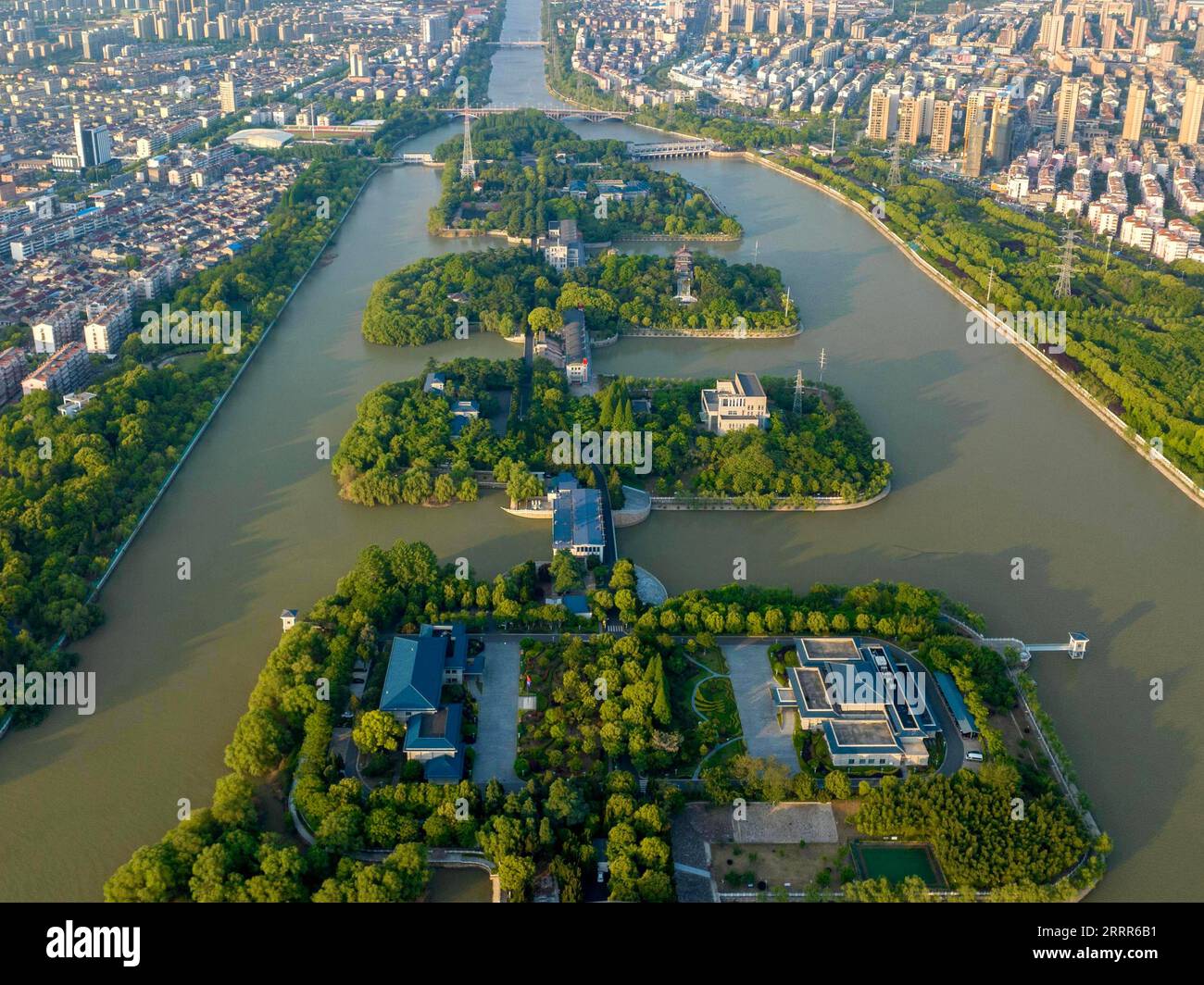 230508 -- YANGZHOU, May 8, 2023 -- This aerial photo taken on May 7 ...