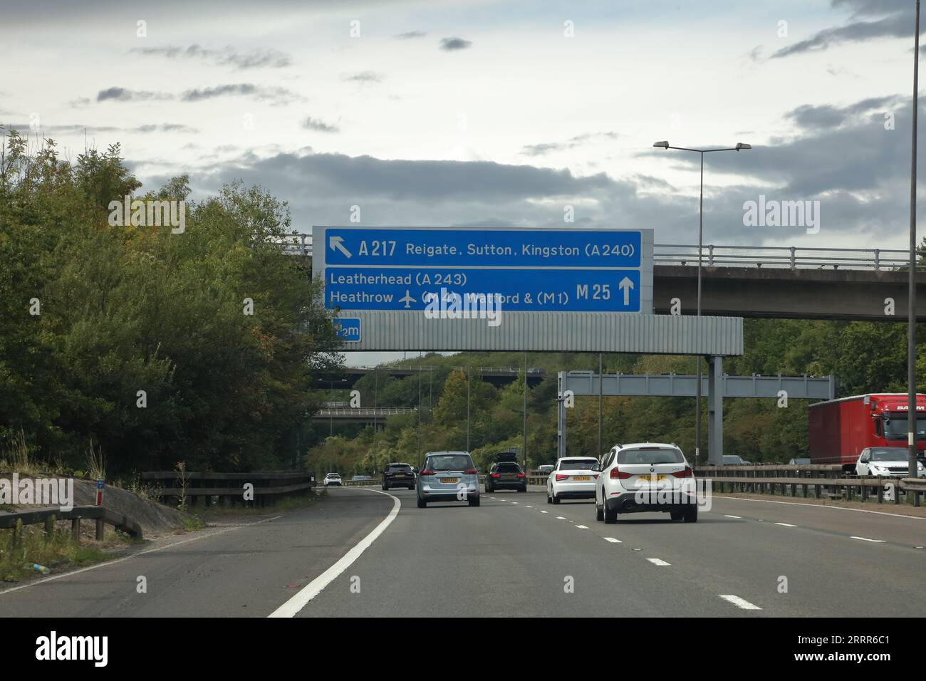 Approaching junction 8 to the turnoff for the A217 to Reigate Sutton ...