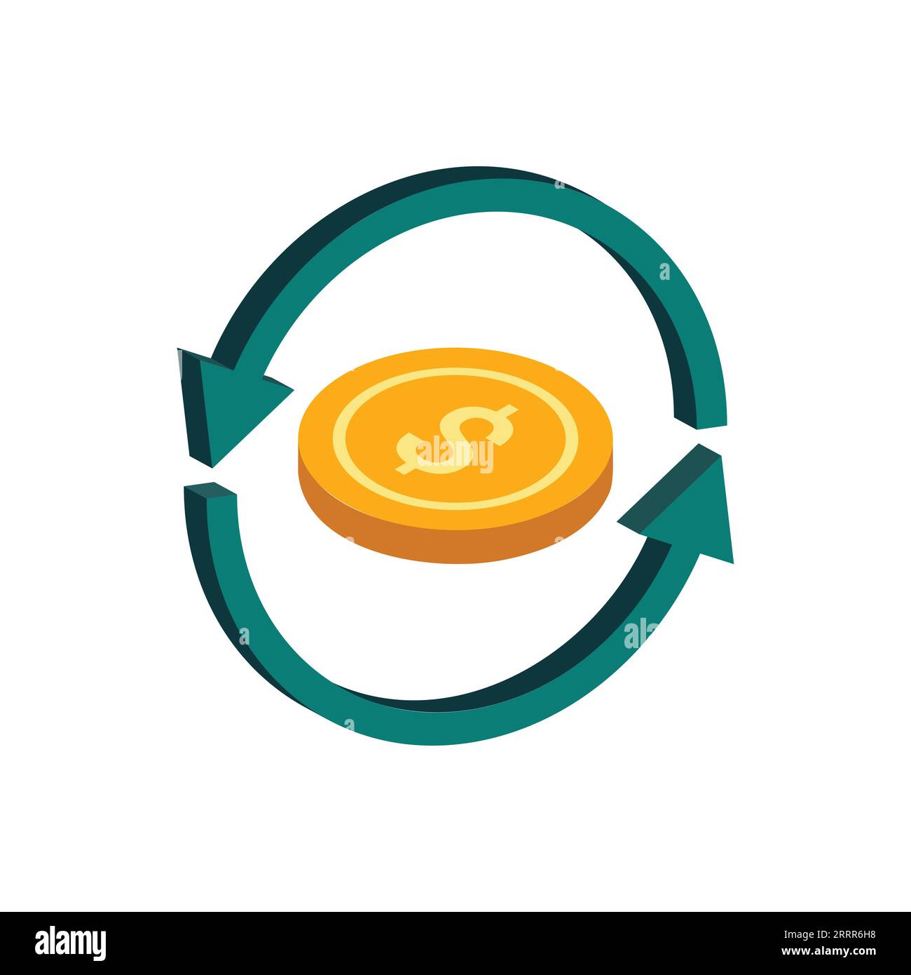 Money dollar coin rotating arrow transaction history 3d template Stock ...