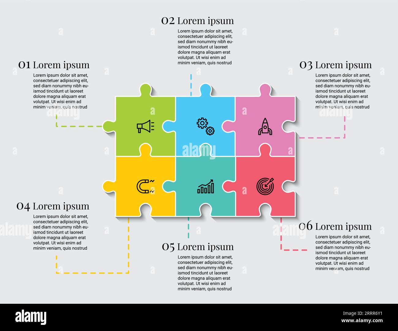 Puzzle infographic six step process Stock Vector Image & Art - Alamy