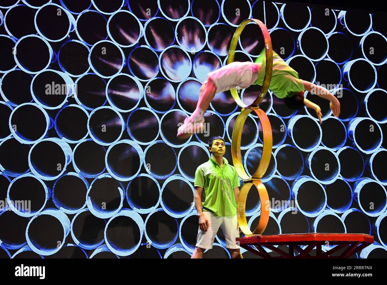 230512 -- NASSAU, May 12, 2023 -- Acrobats perform during an acrobatic ...