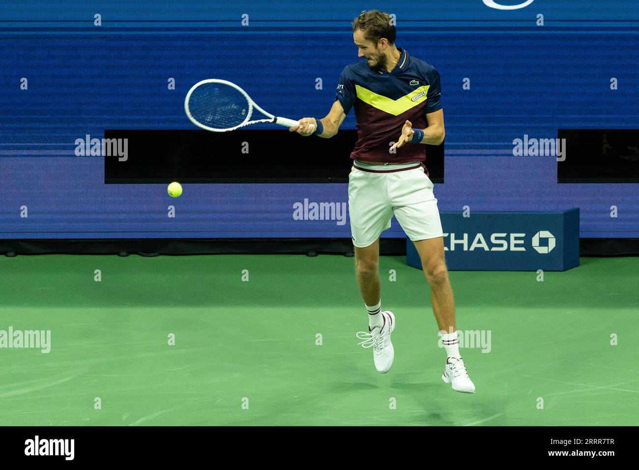 Daniil Medvedev returns ball during semifinal round against Carlos ...