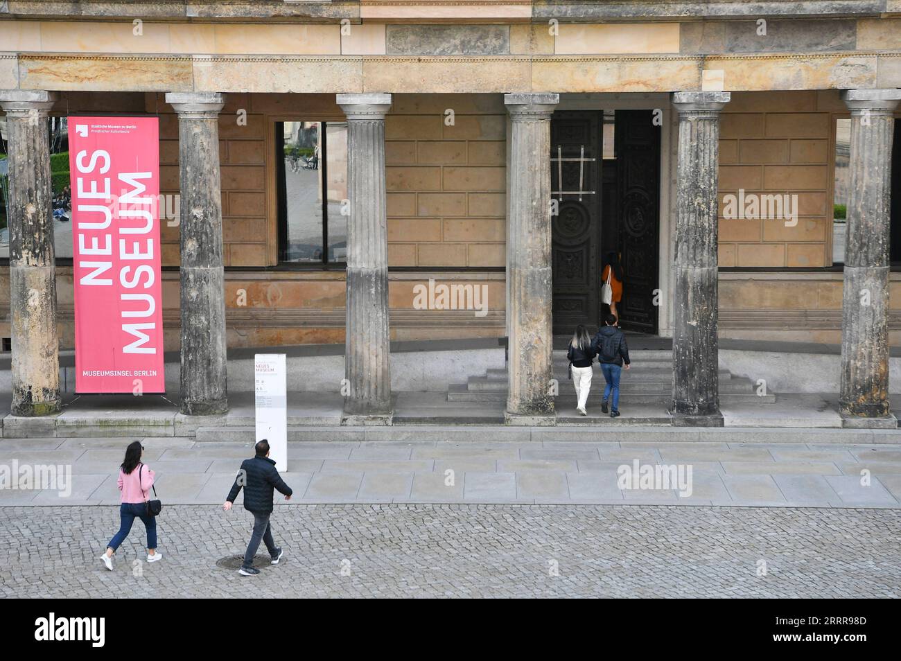 230517 -- BERLIN, May 17, 2023 -- Visitors walk in the Neues Museum at ...