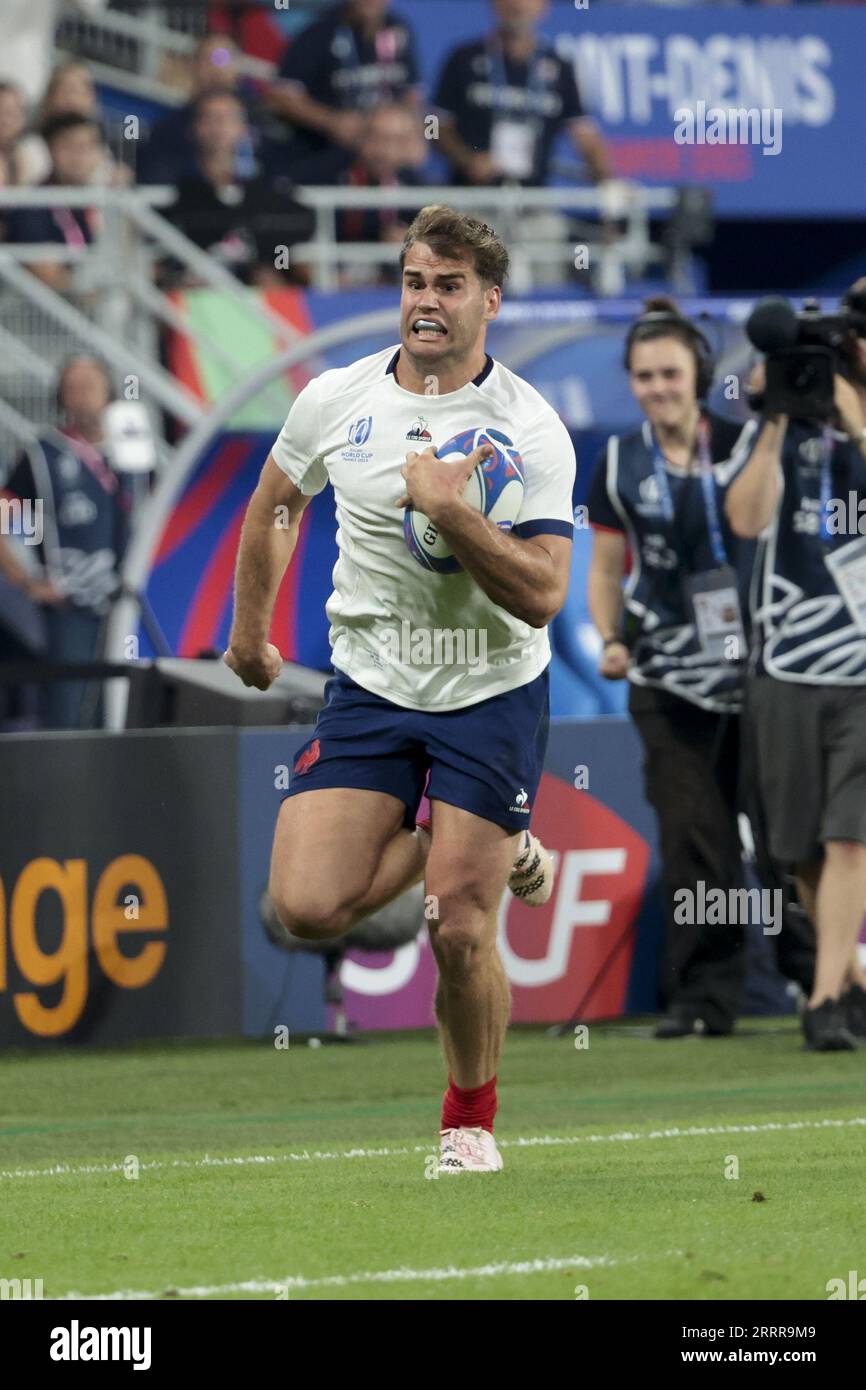 Damian Penaud of France in action during the World Cup 2023, Pool A ...