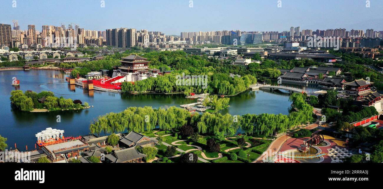 230518 -- XI AN, May 18, 2023 -- This aerial photo taken on April 25 ...