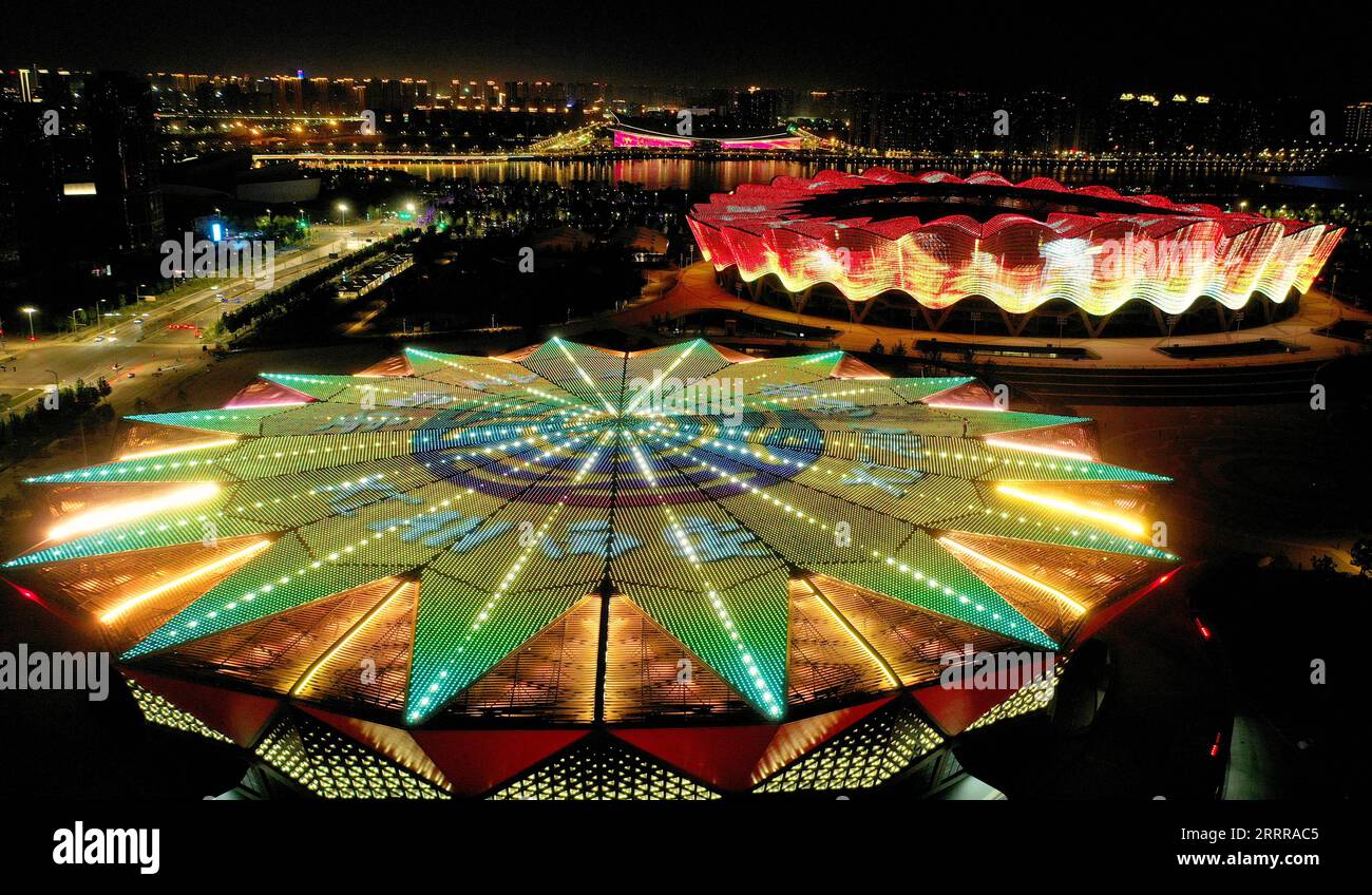 230517 -- XI AN, May 17, 2023 -- This aerial photo taken on May 1, 2023 shows a night view of ...