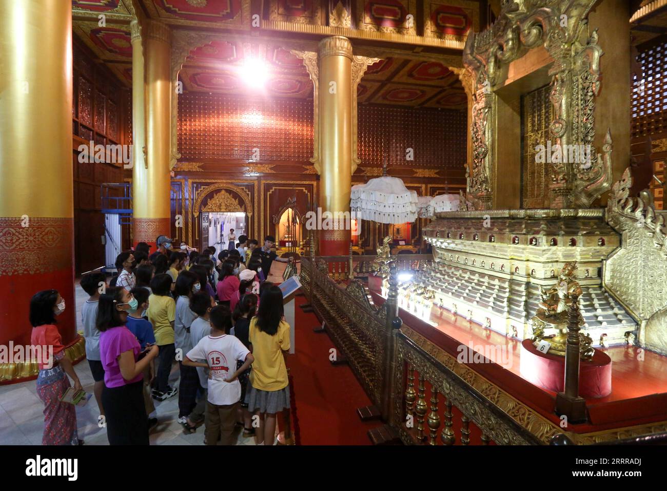 230518 -- YANGON, May 18, 2023 -- Children visit the National Museum of ...