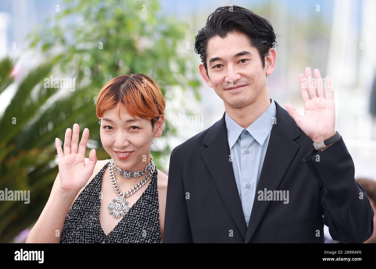 230518 -- CANNES, May 18, 2023 -- Japanese actress Ando Sakura and Japanese actor Nagayama Eita ...