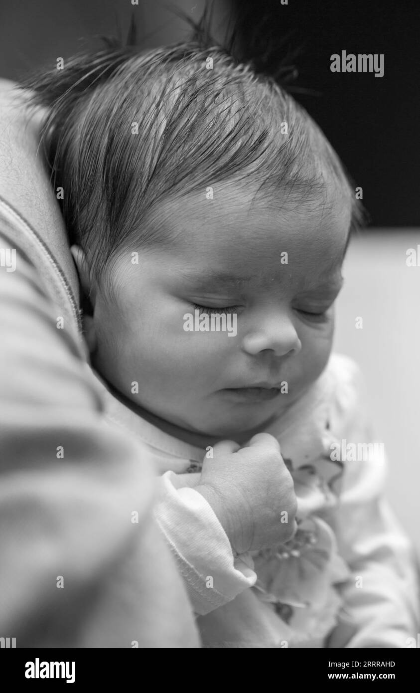 Black and White Portrait of a Beautiful Newborn Baby Girl Stock Photo ...