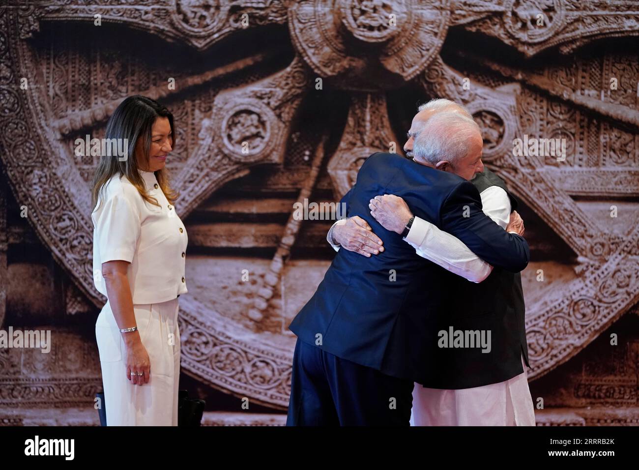 Indian Prime Minister Narendra Modi, right, hugs Brazil President Luiz ...