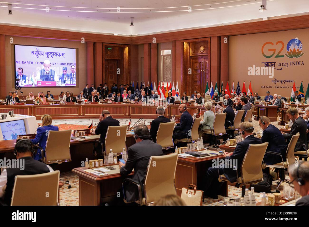 Prime Minister Narendra Modi of India welcomes leaders during opening ...