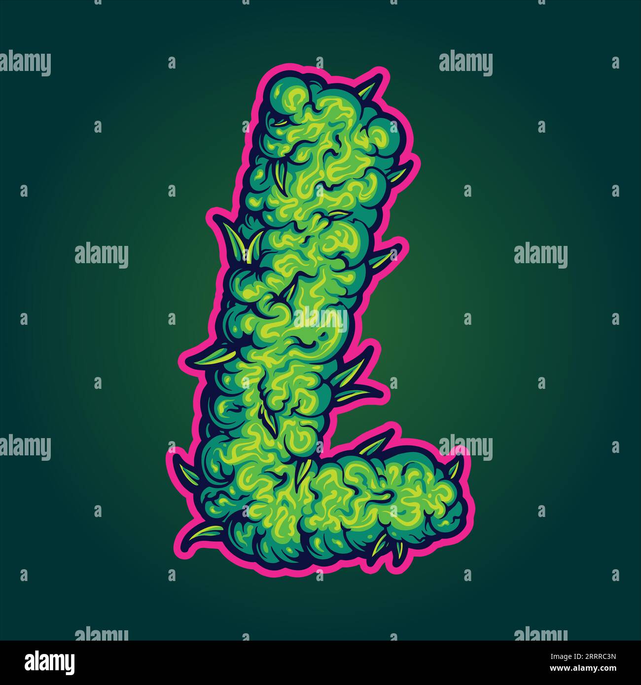 Letter L monogram with cannabis bud texture font vector illustrations ...