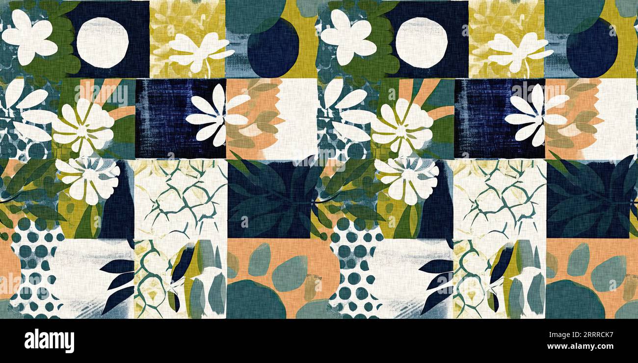 Modern naive collage paper cut out shapes border with fabric effect ...