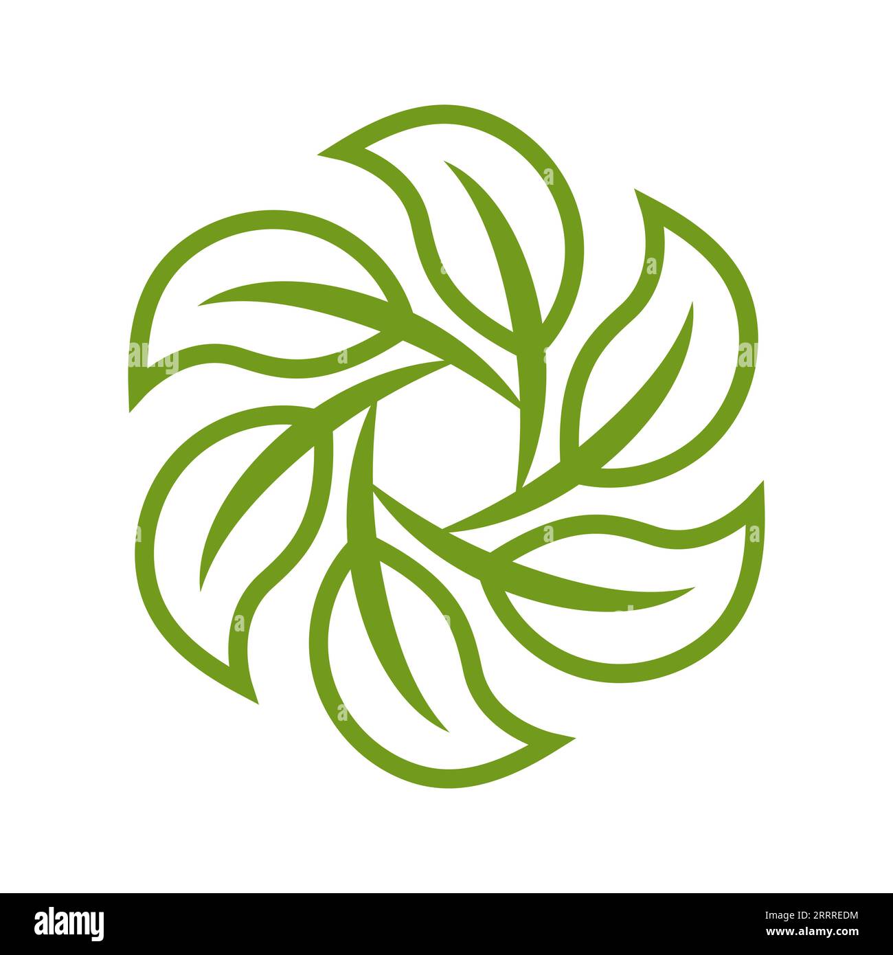 Round Leaves logo emblem. Circle Ornamental decorative frame with ...