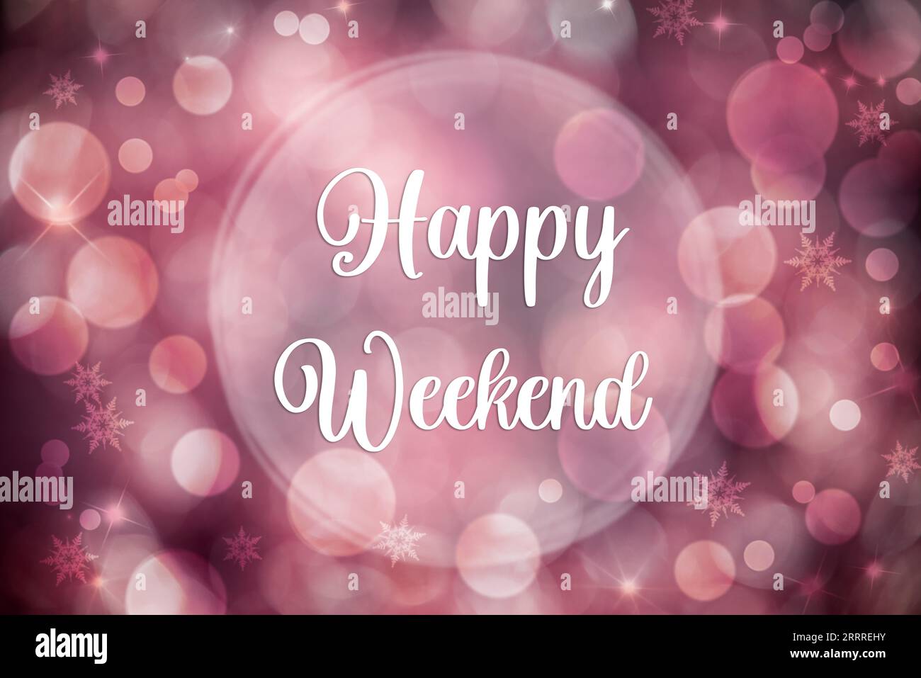 Christmas Background With Bokeh And Text Happy Weekend Stock Photo - Alamy